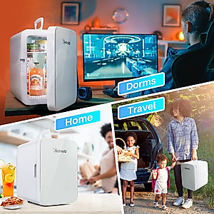 AstroAI Mini Fridge 6 Litre, 8 Can Skincare Fridge, AC/DC Portable Beauty Fridge for Skincare, Cosmetics, Bedroom (Mirror & Light)