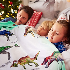 Dinosaur Throw Blanket 50 x 60 Inches Various Dinosaur Signs Blanket for Boys Fuzzy Soft Flannel Throw Blanket Decor for Kids Favor Living Room Bedroom Home Offices Supplies