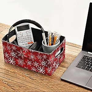 senya Christmas Storage Baskets 2 Pack, Christmas Red Pattern with Snowflakes Flower Small Foldable Storage Box for Cosmetic Organizing Decorative Baskets for Shelves, Table, Home