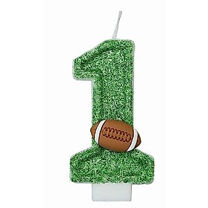1Pc Green Football Birthday Number Candles for Cake Green Number 1 Candle 1st Football Cake Topper for Party Anniversary Decorations Use Safety and Easy,Specialty Candles