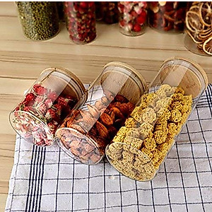 Glass Food Storage Jar Set of 2 (12 oz) BPA Free Clear Glass Canister with Airtight Seal Bamboo Lid Bulk Food Storage Containers for Cereal Tea Coffee Spice Sugar Cookies Nuts Candy