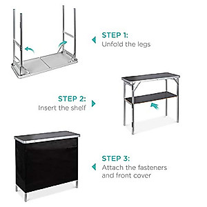 Best Choice Products Portable Pop-Up Bar Table for Indoor, Outdoor, Party, Picnic, Tailgate, Entertaining w/Carrying Case, Storage Shelf, Removable Skirt