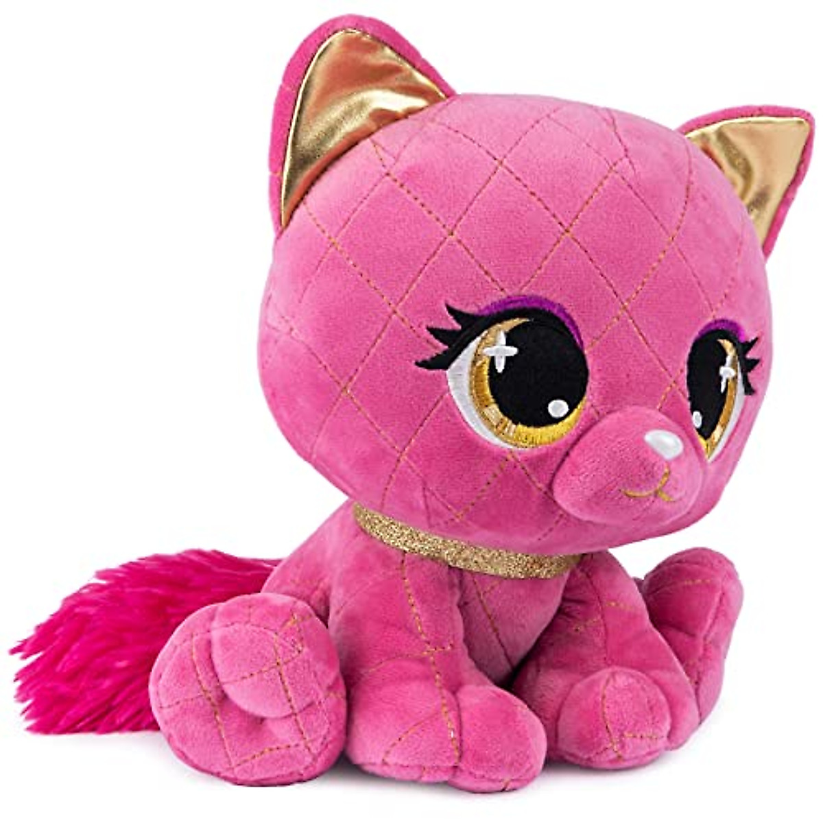 P.Lushes Designer Fashion Pets Madame Purrnel Premium Cat Stuffed Animal, Pink and Gold, 9”