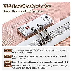 imiomo Carry On Luggage 20 Inch airline approved Hardside 3PCS Set Lightweight Rolling Travel Luggagewith TSA Lock， Suitcase with Spinner Wheels (PINK+beige, Carry-On 20-Inch)