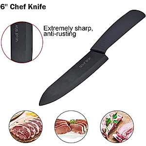 Kitchen Ceramic Knife Set Professional Knife With Sheaths, Super Sharp Rust Proof Stain Resistant (6" Chef Knife, 6" Bread Knife, One Peeler)