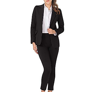 Marycrafts Women's Business Blazer Pant Suit Set for Work (Black, Numeric_12)
