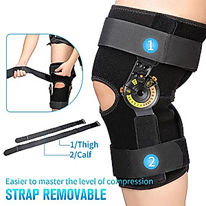 Nvorliy Hinged ROM Knee Brace with Side Stabilizers & Locking Dials, Post Op Knee Immobilizer for Arthritis, ACL, MCL, PCL, Meniscus Tear, Injurie/Knee Pain, Medical Orthopedic Support (Large)