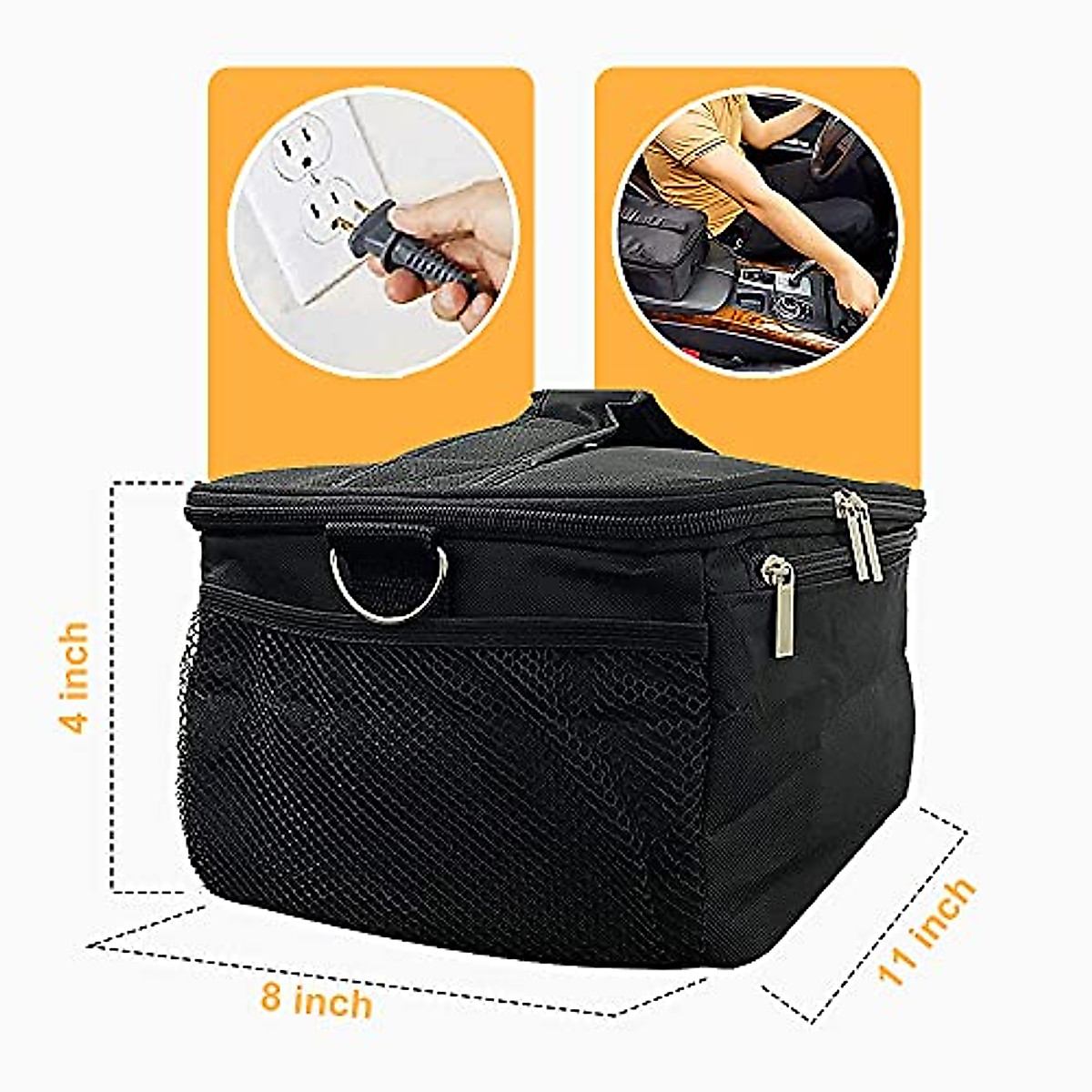 Portable Oven Food Warmer Heater Lunch Box 2 in 1 for Car, Truck, Home & Office,110V/12V Double plug Lunch Box for Meals Reheating & Raw Food Cooking