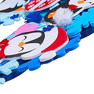 Winlyn 12 Sets Christmas Craft Kits Winter Crafts DIY Christmas Snowflake Wreath Ornaments Decorations Art Sets Snowman Santa Christmas Foam Stickers Arts and Crafts for Kids Classroom Art Activities