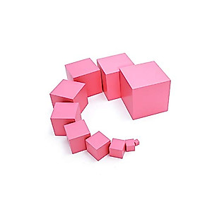 Adena Montessori Wonderfully Sensorial Teaching Toys for Children 2 3 Years Old - Montessori Small Pink Tower 0.7-7cm