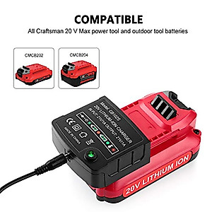 Powilling 2Pack 3.0Ah V20 Lithium Replacement Battery for Craftsman 20V Lithium Ion Battery CMCB202 CMCB202-2 CMCB204 CMCB204-2 with Portable Charger for Craftsman 20V Lithium Batteries