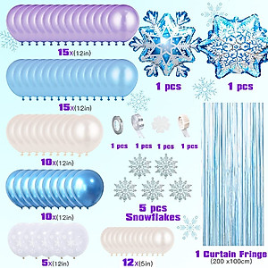 Frozen Balloons Arch Garland Kit, Frozen Birthday Balloons Frozen Party Supplies Latex Balloons Happy Birthday Snowflakes Foil Balloon Frozen Decorations for Birthday Party Girl Home Decorations