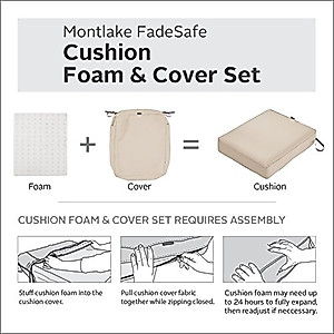 Classic Accessories Montlake FadeSafe FadeSafe Water-Resistant 80 x 26 x 3 Inch Patio Chaise Lounge Cushion, Antique Beige, Patio Cushion