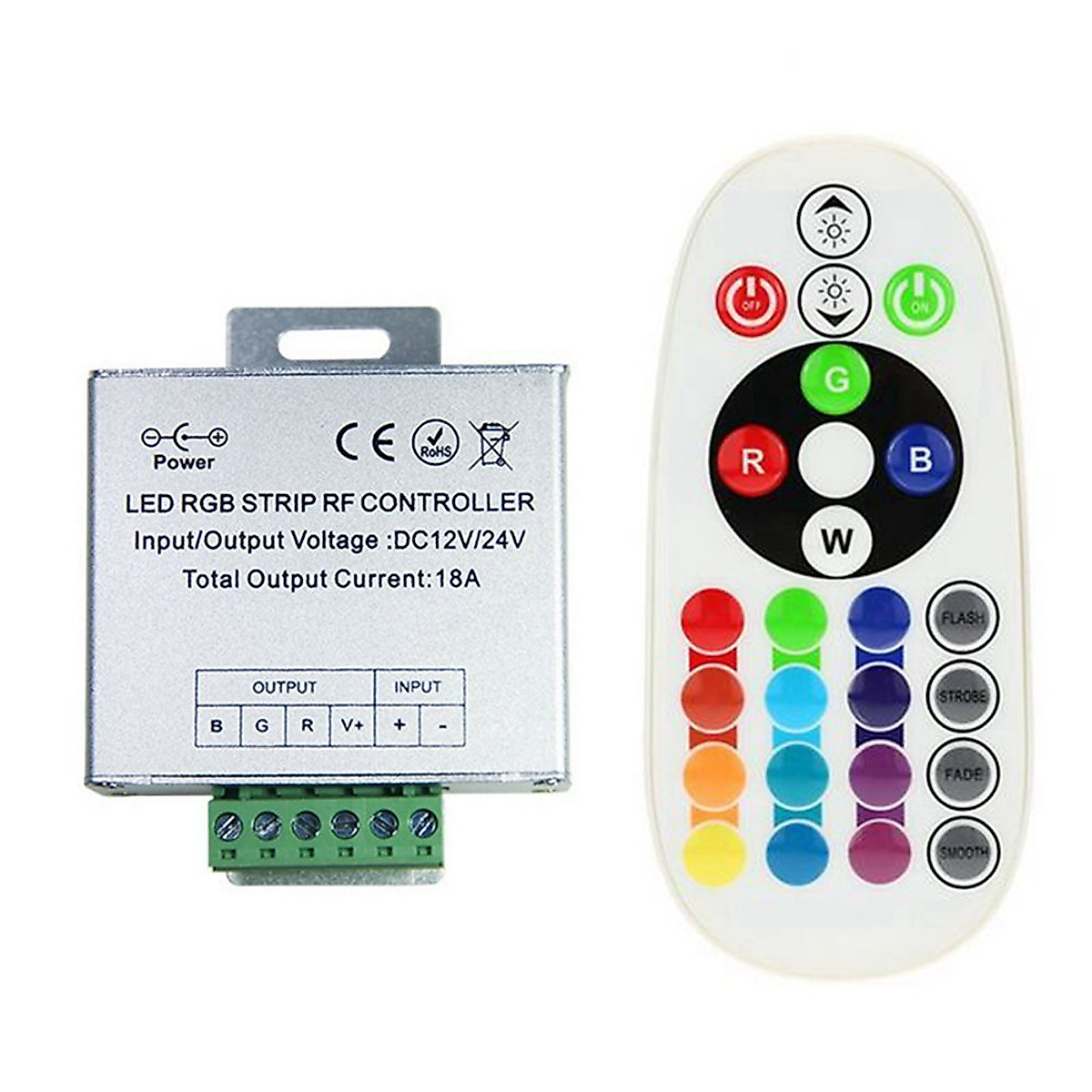 DC 12V-24V 18A LED Lights Controller 24Key RGB Remote Controller for 3528 5050 RGB LED Strip Lights, RGB Led Module Lights