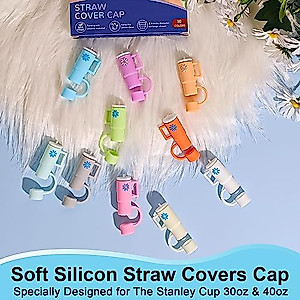 10Pcs Straw Covers Cap Fitting for Stanley Cup,10mm Silicone Straw Topper Compatible for Stanley 30&40 Oz Tumbler with Handle, Straw Caps Reusable Straw Tip Cover Suited for Stanley Cup Accessories