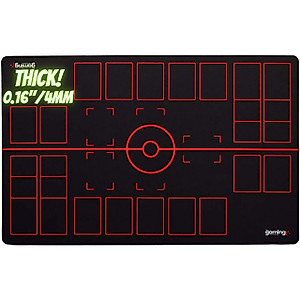 The Gaming Mat Company 2 Player Compatible Pokemon Playmat for Pokemon Cards - 28" x 18" x 0.16" Black & Red Battle Mat Stadium Board for Pokemon TCG Playmat Game & Pokemon Mat Trading Card