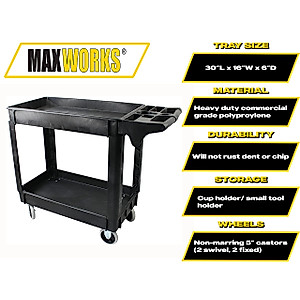 MaxWorks 80855 500-Pound Service Cart with Two Trays 30"X16" & 80876- Foldable Platform Truck Push Dolly 330 lb. Weight Capacity