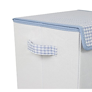BirdRock Home Baby Clothes Hamper with Lid - Folding Cloth Hamper with Handles - Dirty Clothes Sorter Bin - Easy Storage - Collapsible - Blue and White
