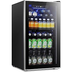 Antarctic Star Beverage Refrigerator Cooler - 120 Can Mini Fridge Glass Door for Soda Beer or Wine Small Drink Dispenser Clear Front for Home, Office or Bar,3.2 cu.ft.