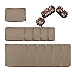 12 Pcs Outdoor Cushion Covers 23x25x4 Outdoor Patio Cushions Covers Replacement Waterproof with Zipper for Outdoor Sofa w/6 Seat Cushion Covers and 6 Backrest Pillow Covers Taupe, Covers Only