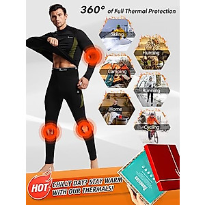 romision Turtle Neck Long Johns Thermal Underwear for Men Fleece Base Layer Cold Weather Top and Bottom Set Hunting Gear