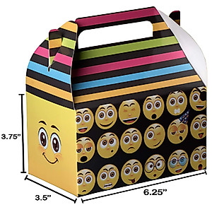 Hammont Paper Treat Boxes -10 Pack- Party Favors Treat Container Cookie Boxes Cute Designs Perfect for Parties and Celebrations 6.25" x 3.75" x 3.5" (Emoji)