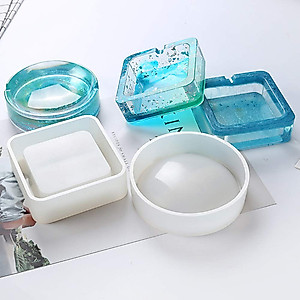 Ashtray Molds for Resin Casting Resin Silicone Molds for Ashtray Square and Round Large Size Resin Art Molds