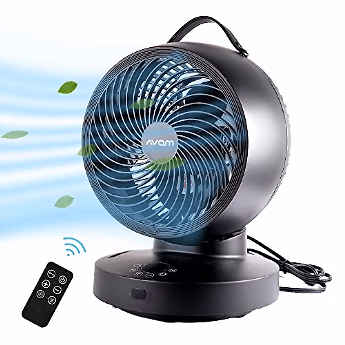 Kapoo Table Air Circulator Fan, Blade 8", 6 Speeds 4 Wind Modes, With Remote Control, Horizontal Vertical Oscillating, Indoor Circulator Fan for Whole Room Temperature Equilibrium, b13,Black,GS-XXG037