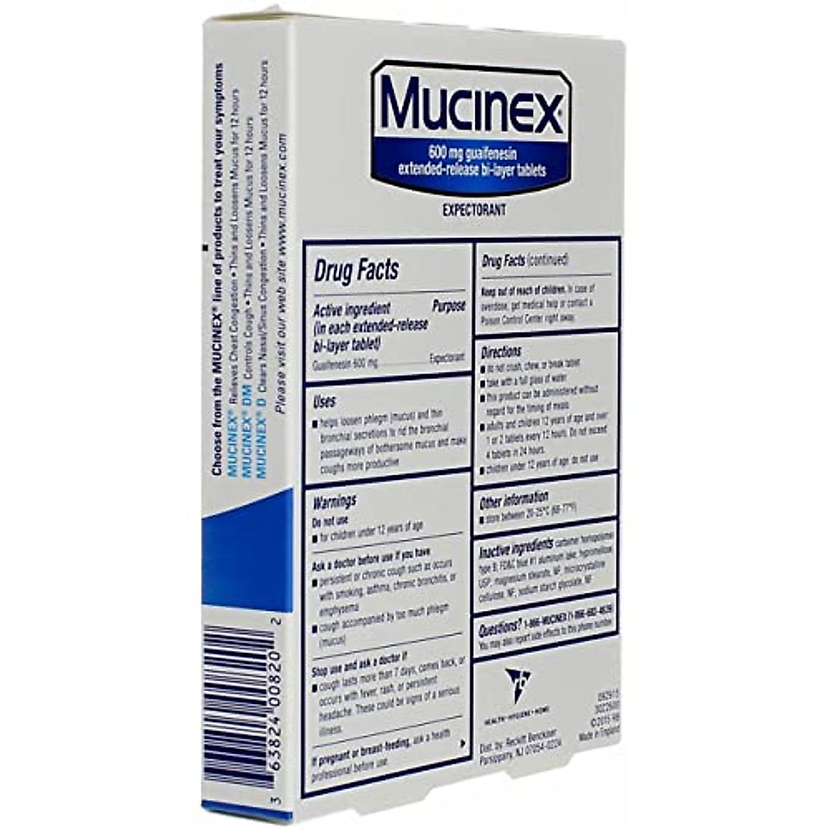 Mucinex 12-Hour Chest Congestion Expectorant Tablets, 20 Count (Pack of 2)