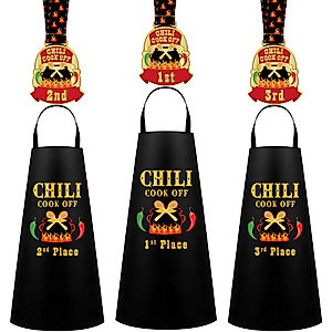 Liitrsh 6 Pcs Chili Cook off Apron Chili Cook off Medals Chili Cook off Prizes 1st/ 2nd/ 3rd Place Chili Cook off Decorations for Men Woman Family Friends
