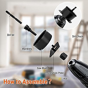 Meiwaltee Hole Saw kit,19PCS Hole Saw Set with 3/4"-6"(19-152mm) 13PCS Saw Blades,2 Mandrels,2 Drill Bits,1 Installation Plate,1 Hex Key,Ideal for Soft Wood,Plywood,Drywall,PVC Board