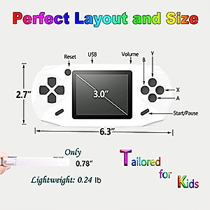 Beijue 16 Bit Handheld Games for Kids Adults 3.0'' Large Screen Preloaded 100 HD Classic Retro Video Games USB Rechargeable Seniors Electronic Game Player Birthday Xmas Present (White)