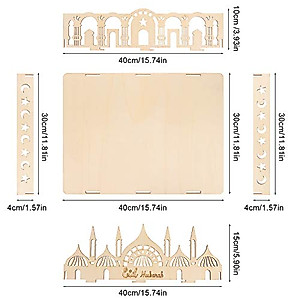 OBANGONG 2 Pcs Ramadan Wooden Tray Eid Plates for Home,Eid Mubarak Food Tableware Tray Ramadan Decorations for Table Wooden Tray Dessert Display for Ramadan Table Decoration