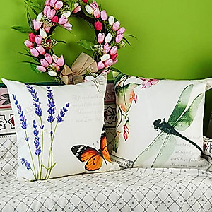 ONWAY Spring Summer Throw Pillow Covers 20x20 Inch Set of 4 Bee Butterfly Decorative Farmhouse Throw Cushion Cover Outdoor Pillows for Couch Sofa Patio Furniture Porch
