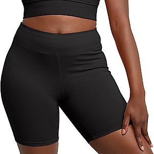 Hanes Comfortblend Originals, Cotton Stretch Bike, High Rise Shorts for Women, Black