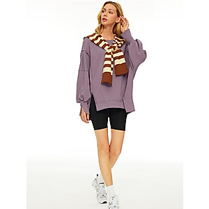 Trendy Queen Womens Oversized Sweatshirts Hoodies Crewneck Shirts Fall Outfits Teen Girls Y2k Winter Clothes Nutmeg S