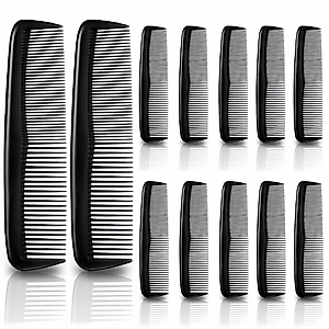12Pcs Small Combs - Wallet Comb for Men Black Plastic Mens Combs for Hair Disposable Hair Comb Pack Barber Professional Beard Comb for Men