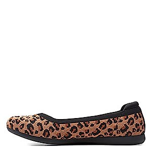 Clarks womens Carly Wish Ballet Flat, Dark Tan/Black Interest Knit, 10 US