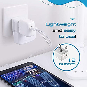 Ceptics UK Travel Plug Adapter, 2 in 1 Type G Adapter, US to UK Adapter, Ireland, Dubai Travel Adapter with Dual USA Inputs, CE, RoHS - HK Outlet Adapter, 3 Pack