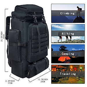 Ogetok 80L/100L Camping Hiking Military Tactical Backpack,Water Resistant Large Travel Daypacks Outdoor MOLLE Rucksack