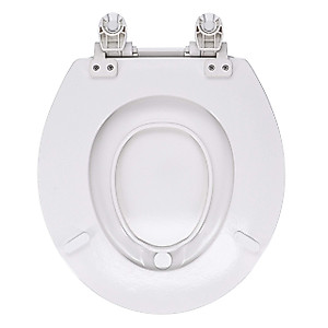 Idea Factory Round Adult/Child Toilet Seat with EZ OFF Hinges, Small Child Seat Included