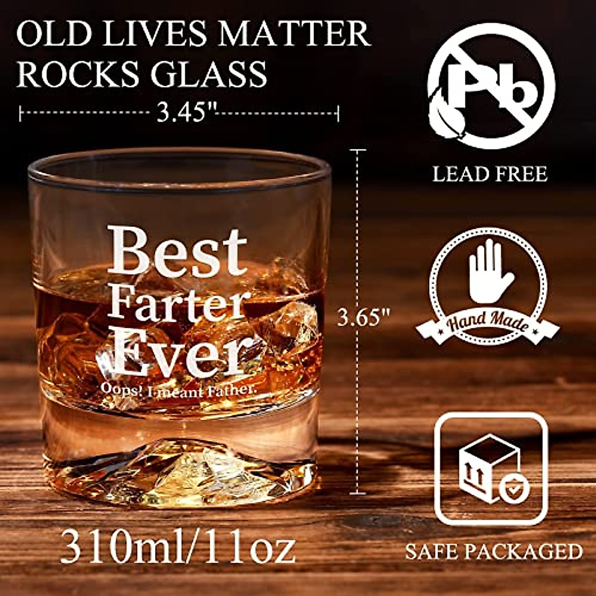 Gifts for Men Dad, Christmas Stocking Stuffers, Whiskey Stones, Best Father Ever Whiskey Glass, Cool Bourbon Scotch Whiskey Gifts for Husband Father