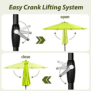 Tempera 9' Outdoor Market Patio Table Umbrella with Push Button Tilt and Crank,Large Sun Umbrella with Sturdy Pole&Fade resistant canopy,Easy to set,Apple Green