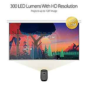 ASUS ZenBeam Latte L1 Portable LED MiniSmart Wi-Fi Projector 300Lumens, Native 720PHD, Harman Kardon 10W Bluetooth Speaker, 3-Hour Video Playback, Wireless Projection, HDMI, Remote Control, AptoideTV
