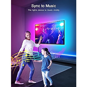 GIPOYENT LED Lights for TV, 16.4FT TV LED Backlight, for 45-75 Inch TV, Music Sync TV LED Light with Bluetooth Function - RGB Color Changing Light Strip for Bedroom (16.4ft)