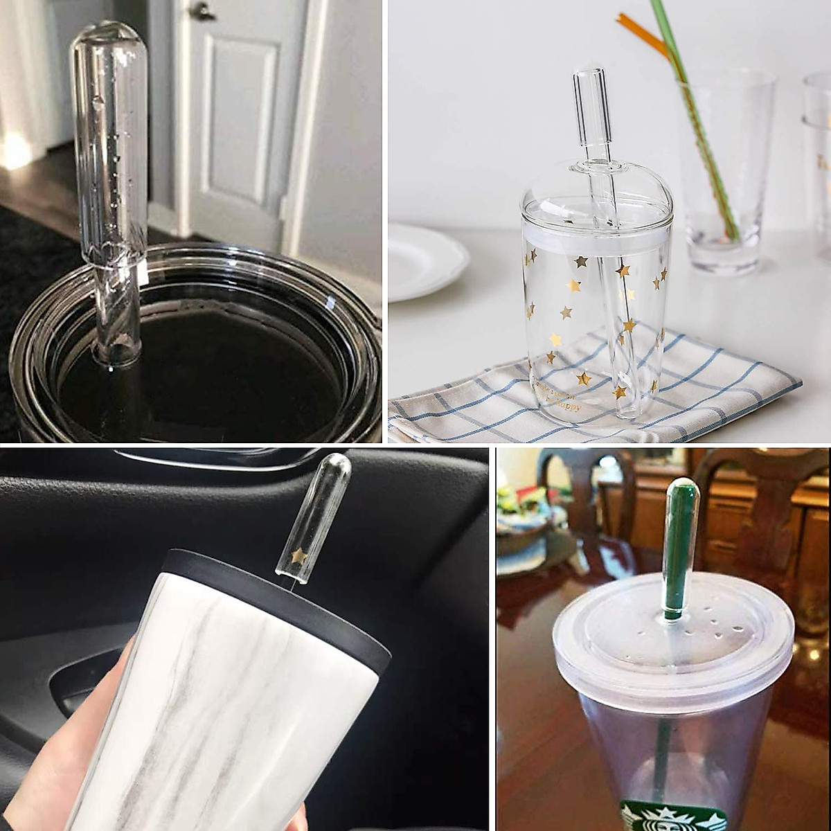 0.59 Inches Glass Straw Cap Fit the Tumblers with Lids and Straws, Straw Cover Clear, Keeps all the Dust Out, Healthy, Reusable,Eco Friendly
