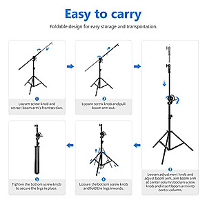 Neewer 2-in-1 Photography Light Stand, Aluminum Alloy 9.7ft Heavy Duty Tripod Stand with 3.8ft Boom Arm and Empty Sandbag for Video Light, Strobe, Reflector, Softbox for Studio Photo Video Shooting