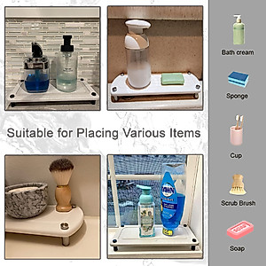 2 Pack - Kitchen Sink Organizer - Diatomaceous Earth Instant Dry Sink Organizer – Luxurious Sink Caddy Set for Bathroom and Kitchen – Stylish and Minimalist Soap and Sponge Caddy – Grey