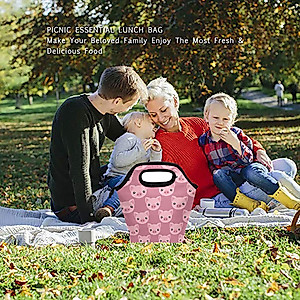 Cartoon Pink Pig Lunch Bag Insulated Cooler Lunch Box, Cute Animal Reusable Tote Outdoor Travel Picnic Bags For Snacks Organizer for Women Kids Students School Office Work