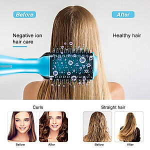 Beautimeter Hot Air Brush, 3 in 1 Hair Dryer Brush for Styling and Frizz Control, Negative Ionic Blow Hair Dryer and Volumizer, Turquoise Blue